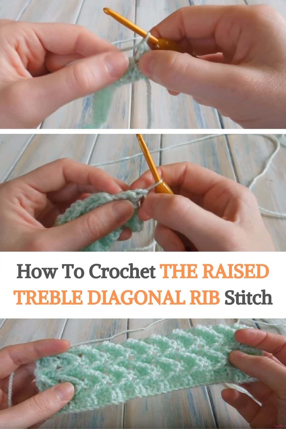 How To Crochet the Raised Treble Diagonal Rib Stitch