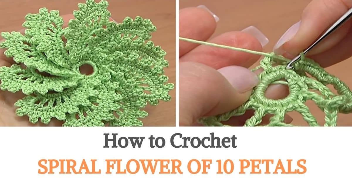 How to Crochet Spiral Flower of 10 Petals