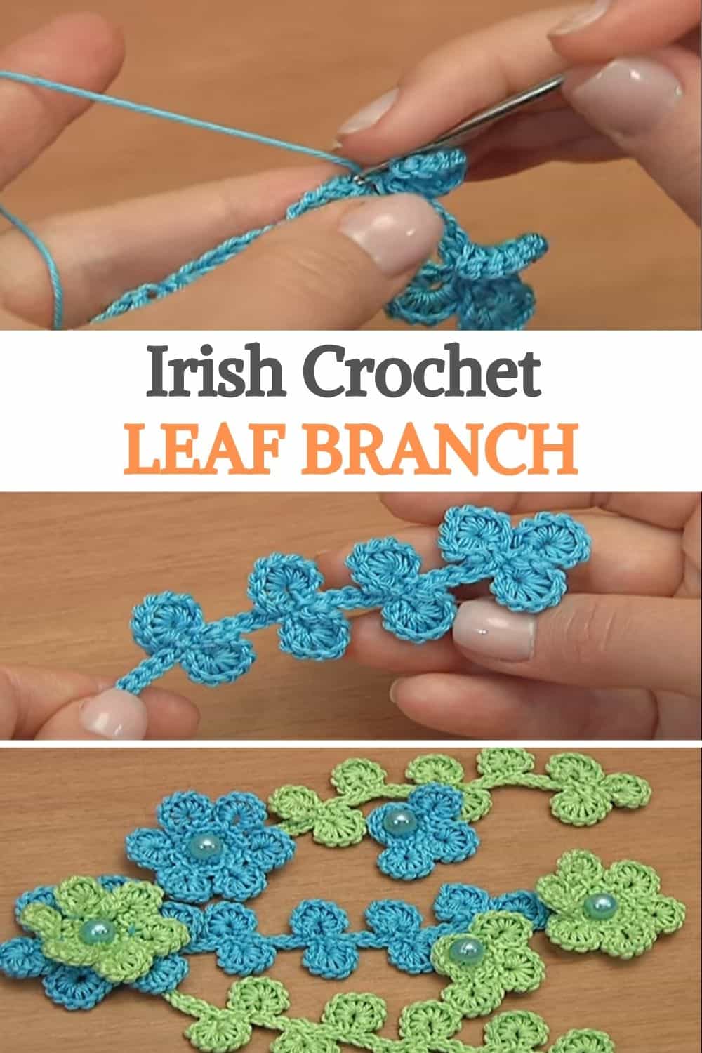 Irish Crochet Leaf Branch