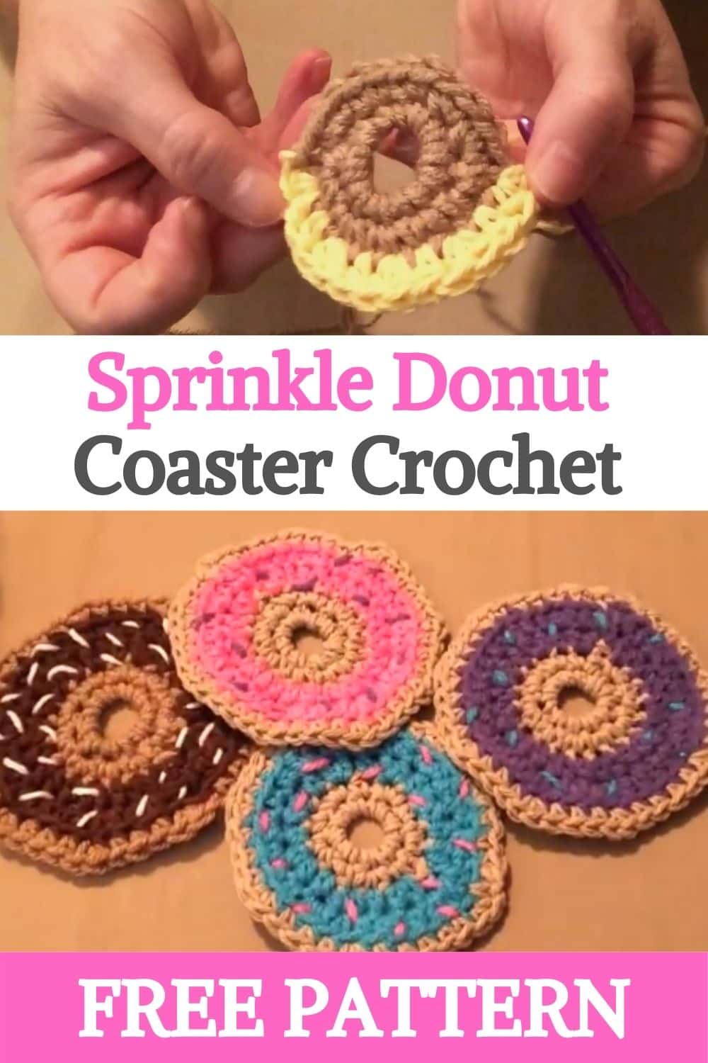 Crochet Doughnut Coasters and Holder Set, Free Crochet Pattern