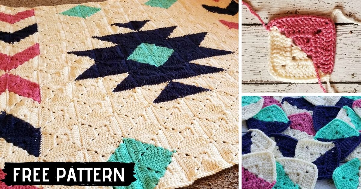 Half and Half Granny Square Crochet Pattern