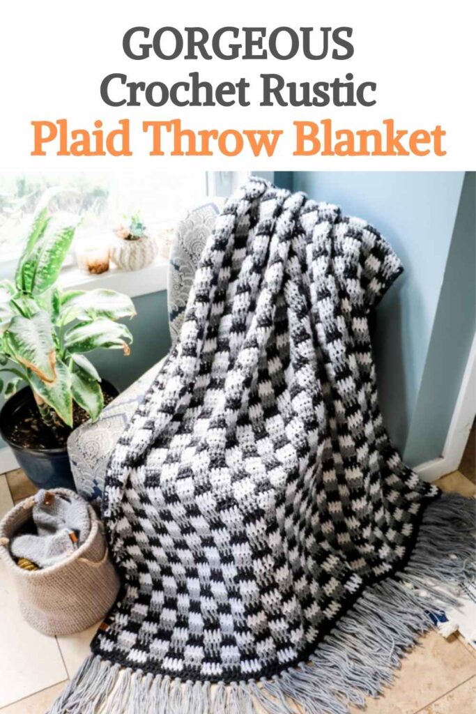 Gorgeous Crochet Rustic Plaid Throw Blanket / Free Pattern