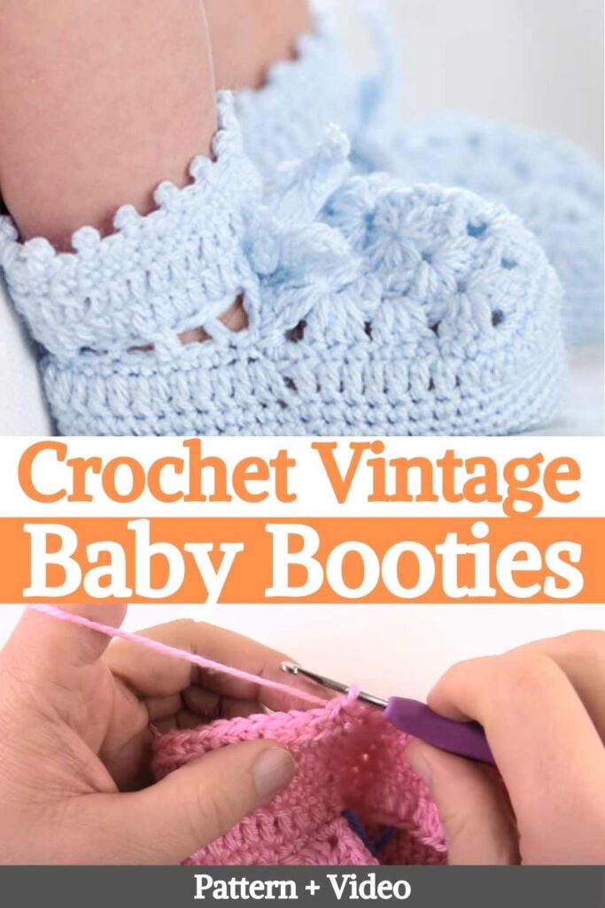 Crochet Vintage Baby Booties Video + Pattern