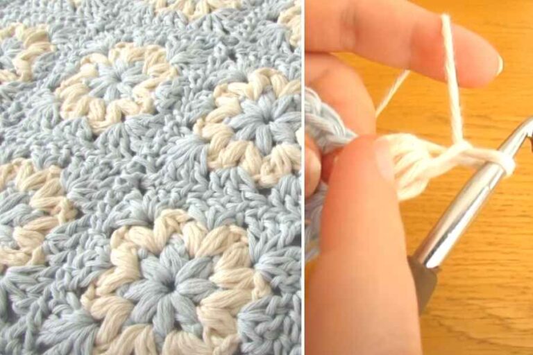 Easy Puff Stitch Granny Square Blanket