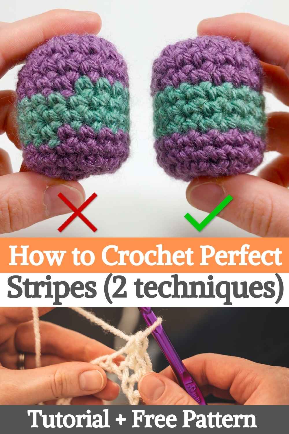 How to Crochet Perfect Stripes (2 techniques)