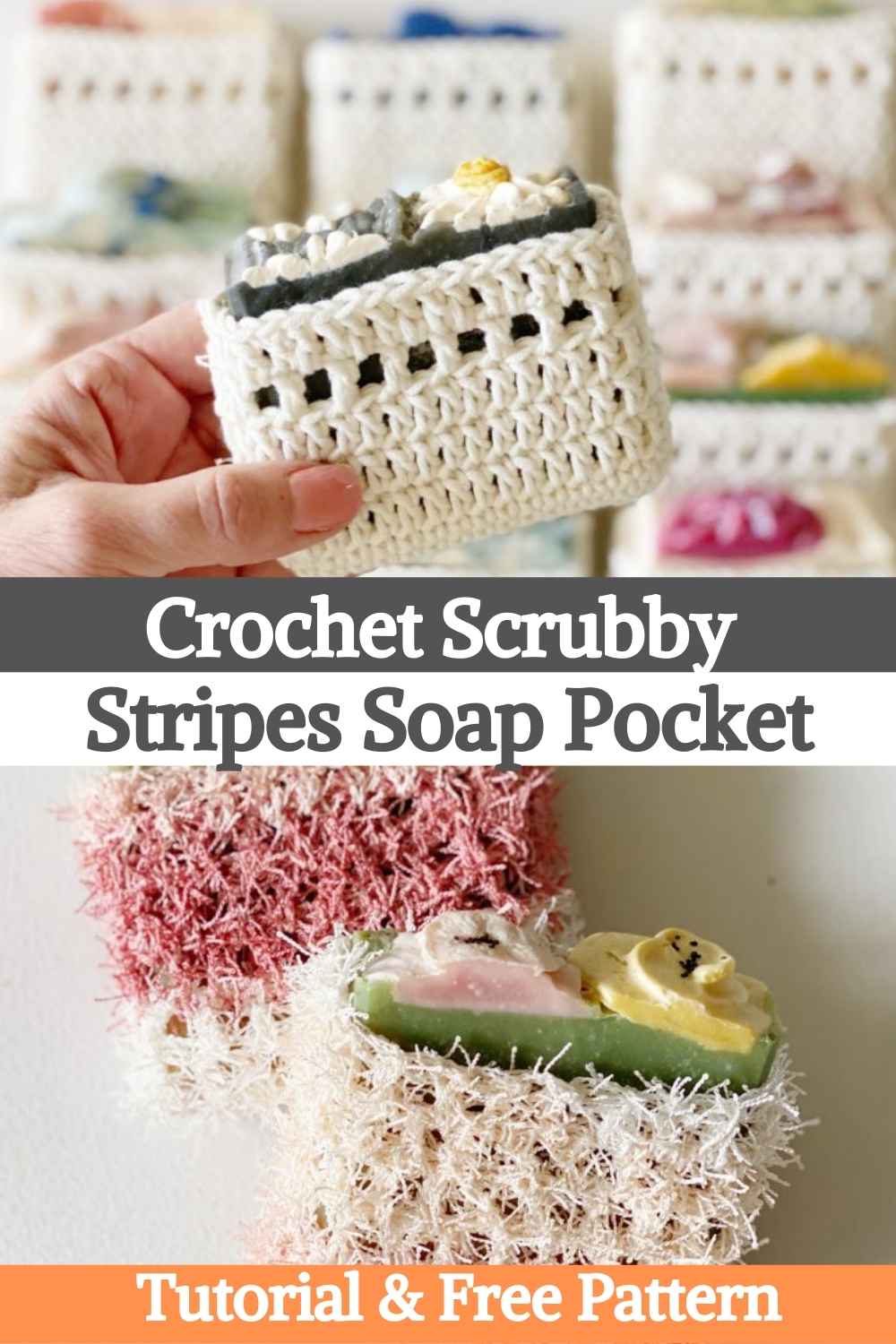 Crochet Scrubby Stripes Soap Pocket