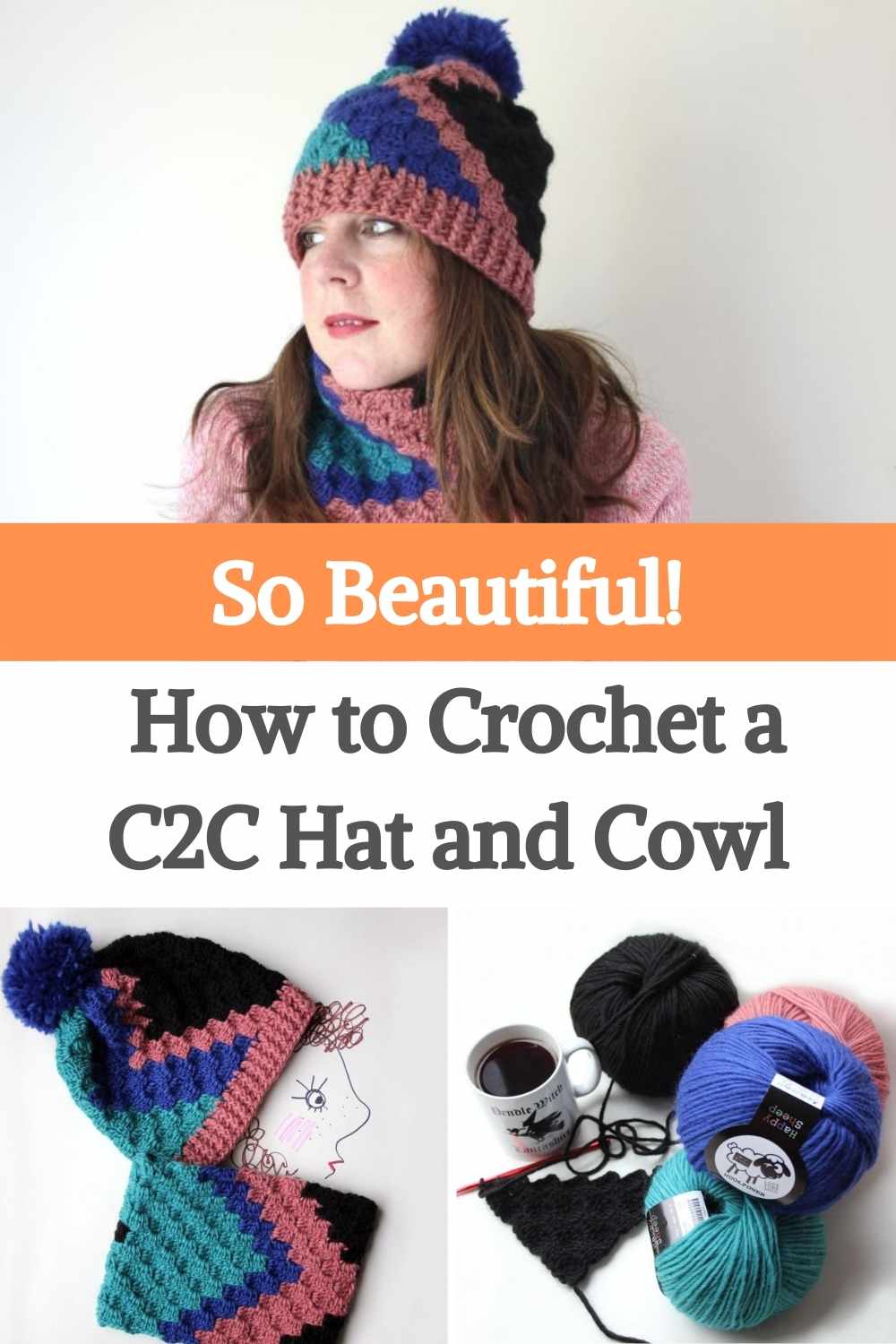 So Beautiful! How to Crochet a C2C Hat and Cowl