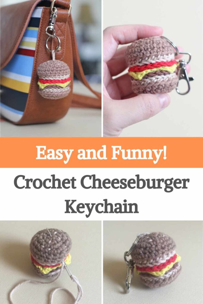 Easy and Funny! Crochet Cheeseburger Keychain