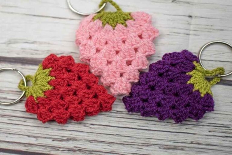 Super Cute! How To Crochet Strawberry Keychain