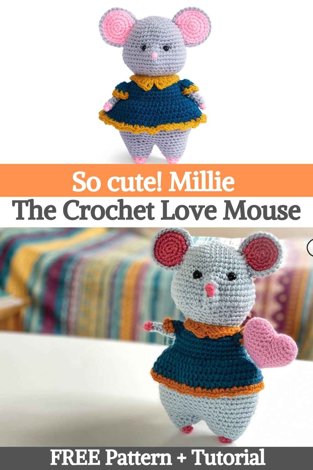 So cute! Millie The Crochet Love Mouse