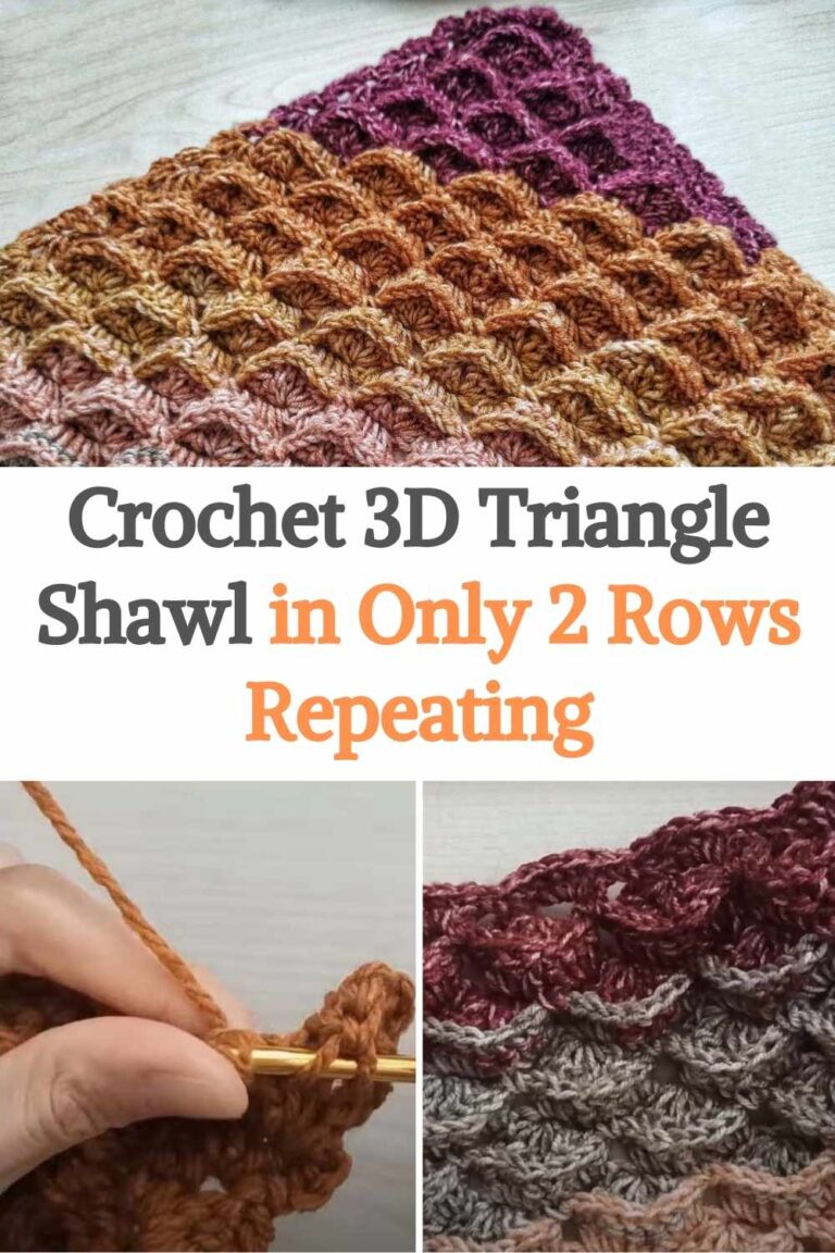 Crochet 3D Triangle Shawl in Only 2 Rows Repeating