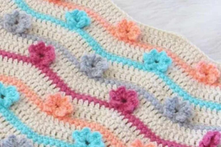 Crochet Afghan Pattern With 3D Flowers
