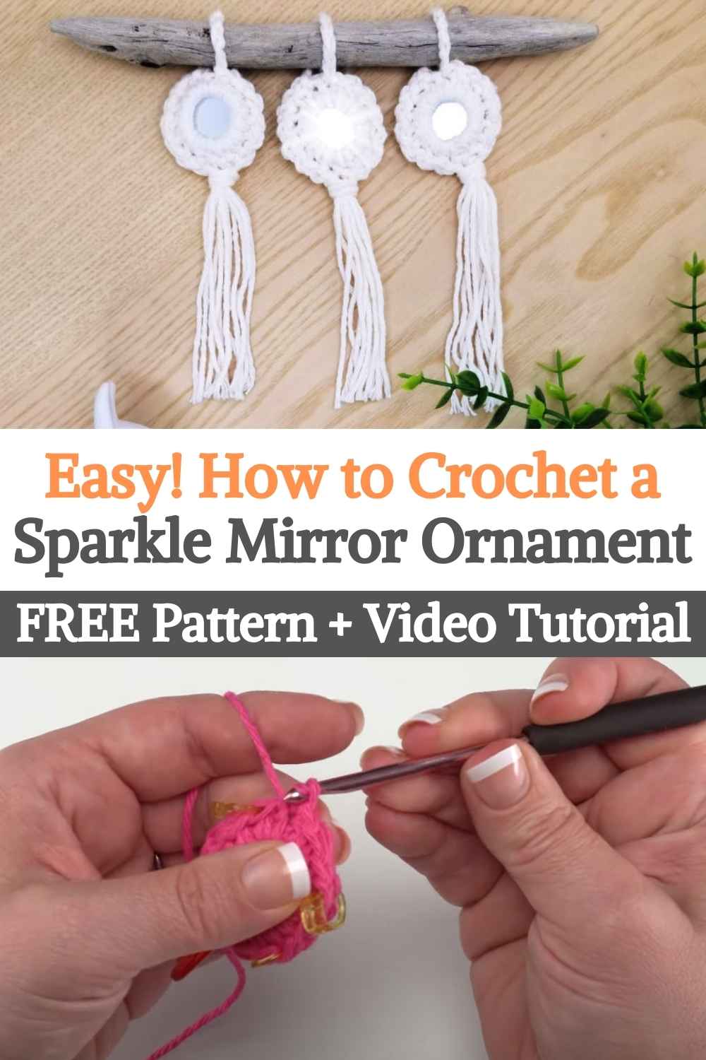 Easy! How to Crochet a Sparkle Mirror Ornament
