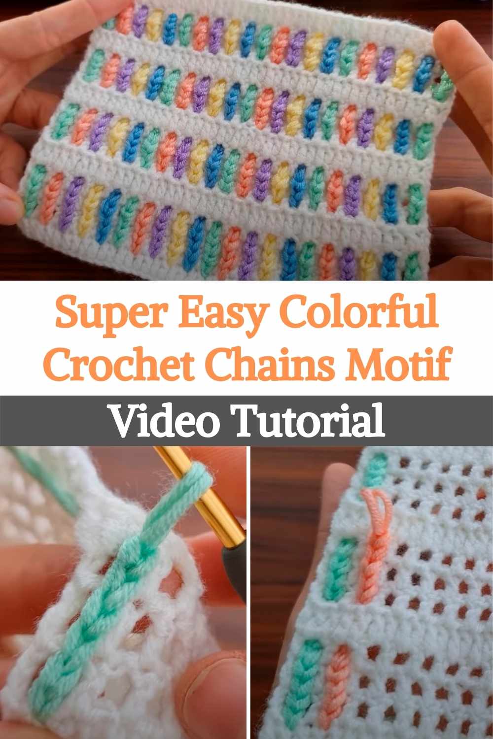 Super Easy Colorful Crochet Chains Motif