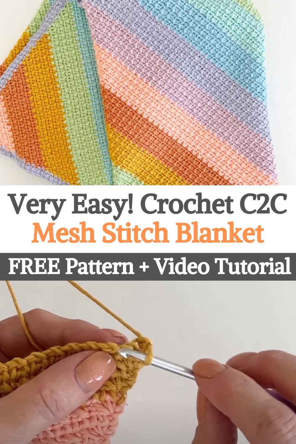 Very Easy! Crochet C2C Mesh Stitch Blanket