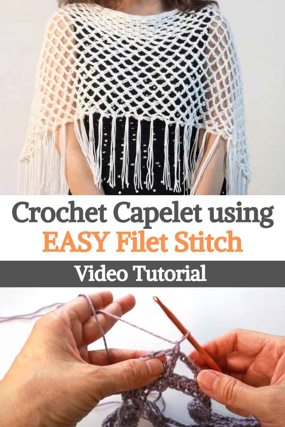 Crochet Capelet using EASY Filet Stitch