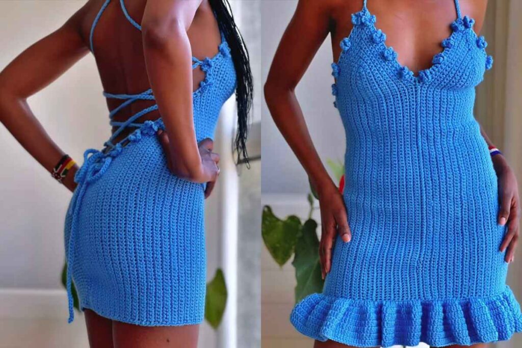 So Fashion! Crochet Ruffle Pencil Dress