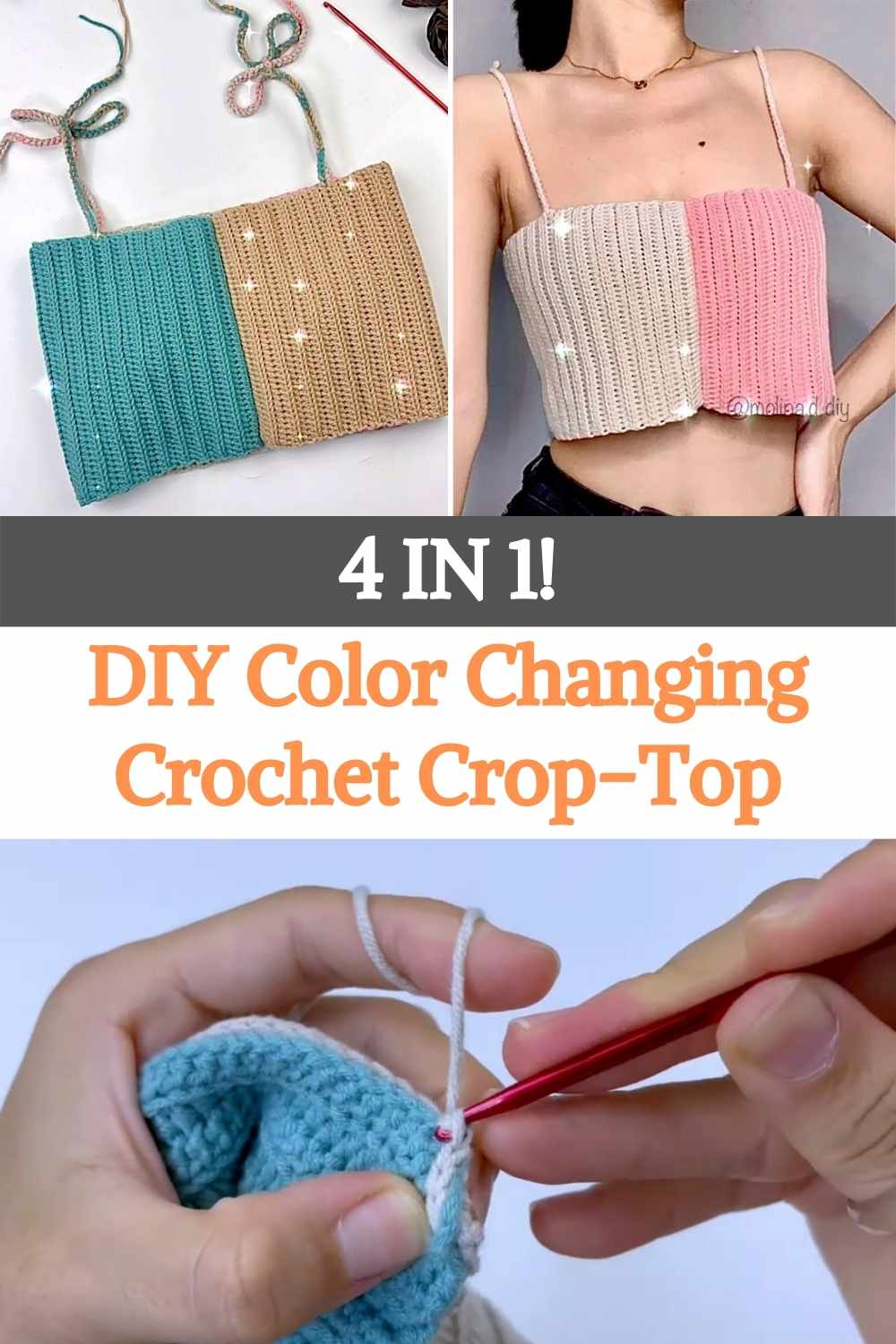 4 in 1! DIY Color Changing Crochet Crop-Top