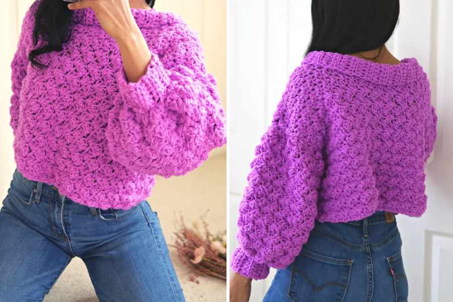 DIY Cropped Crochet Chunky Sweater in Any Size