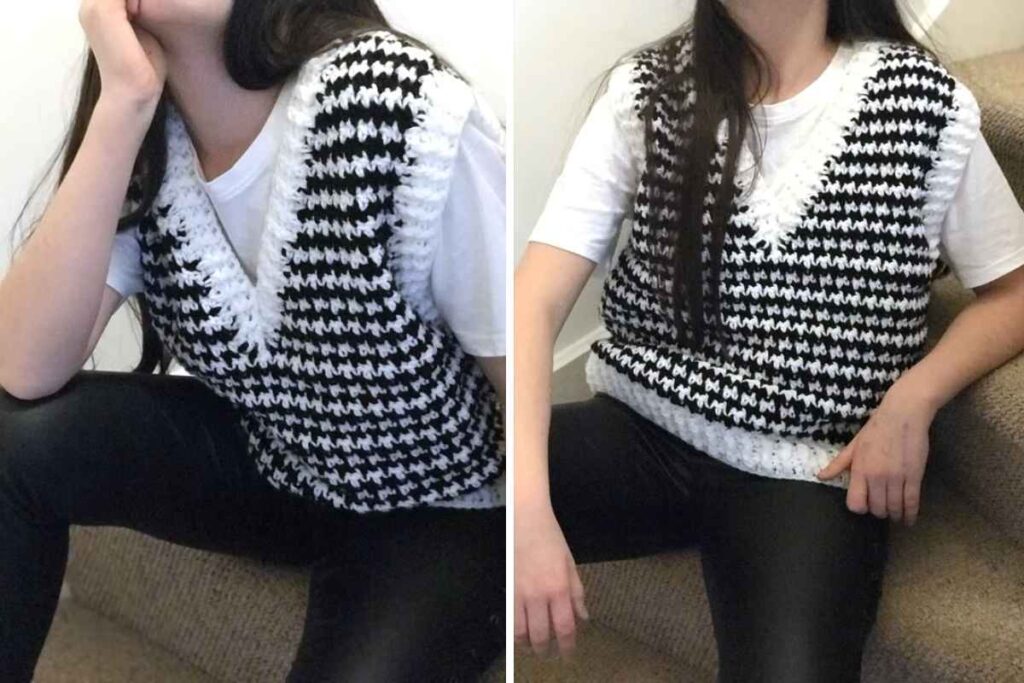 Houndstooth Vest Sweater Crochet Pattern