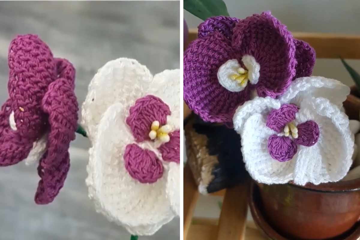 How to Crochet an Orchid with Tunisian Stitches