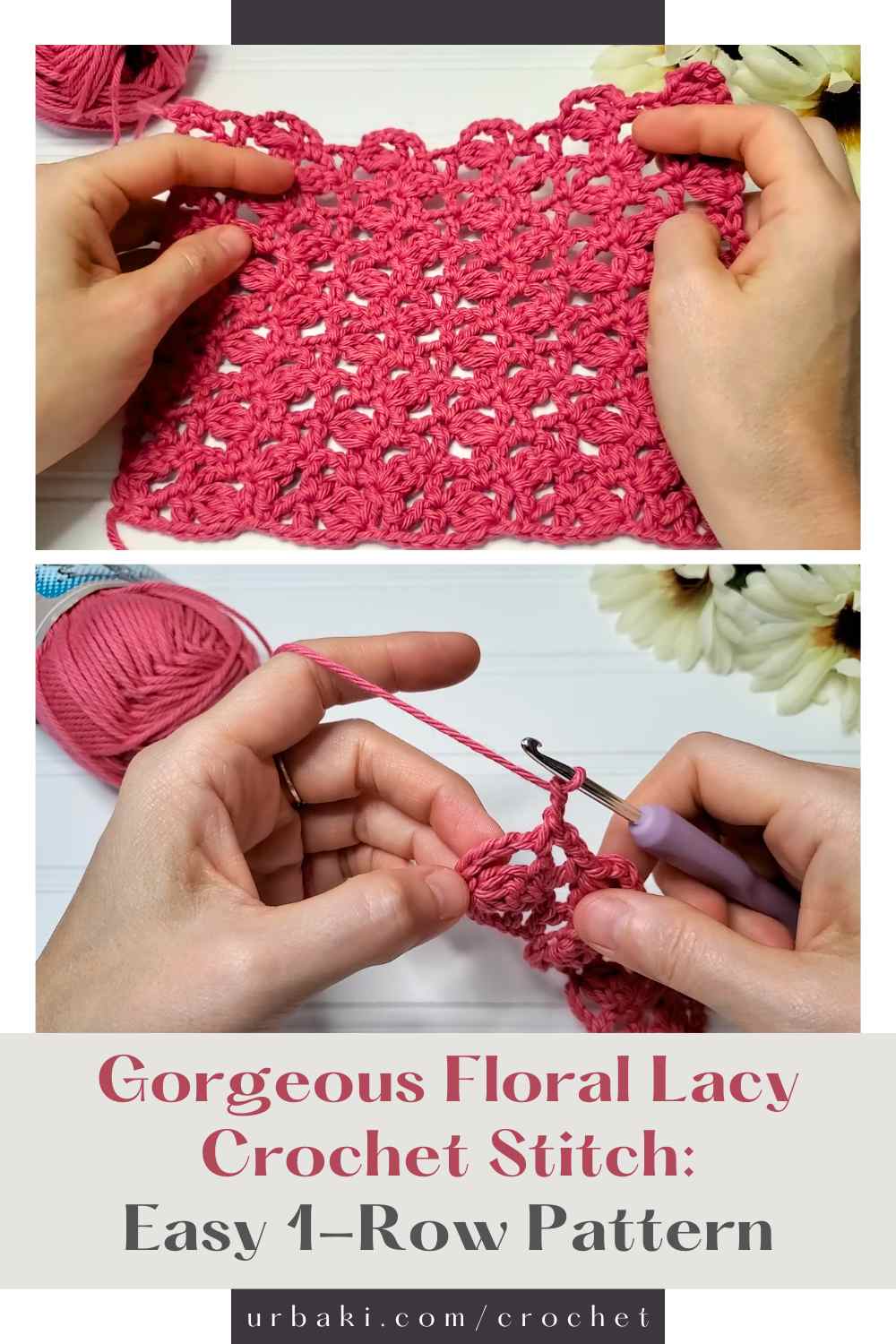 Gorgeous Floral Lacy Crochet Stitch: Easy 1-Row Pattern!