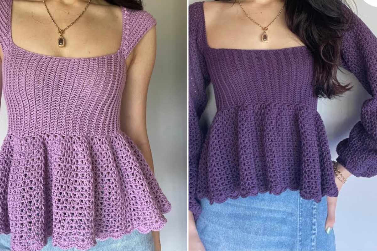 Crochet Babydoll Top with Sleeves: Customizable Pattern