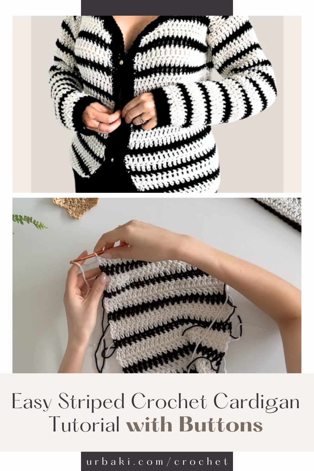 Easy Striped Crochet Cardigan Tutorial with Buttons