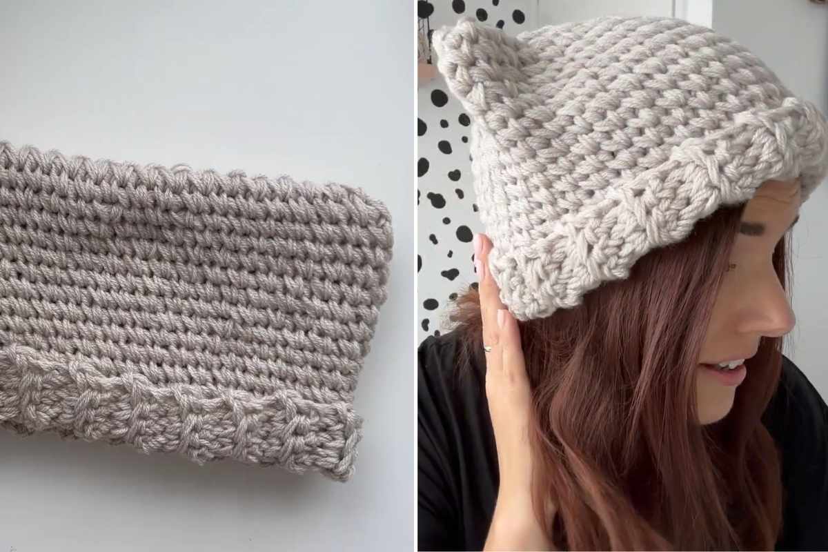 Chunky Crochet Cat Beanie - A Cozy DIY