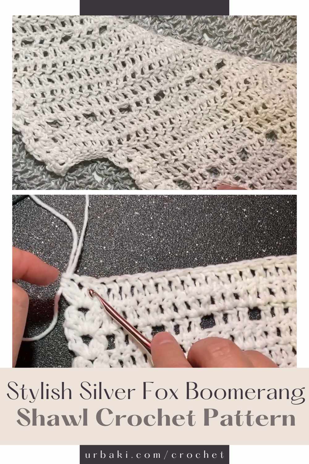 Stylish Silver Fox Boomerang Shawl Crochet Pattern