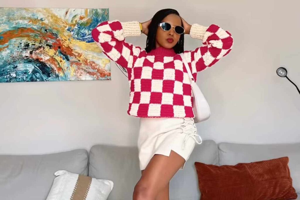 Try This Modern Crochet Sweater Pattern With a Checkered Twist