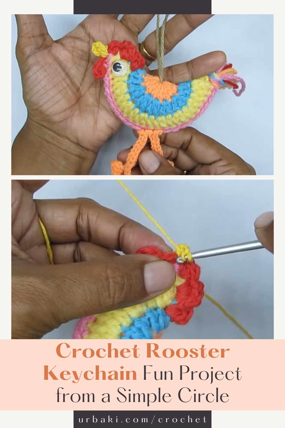 Crochet Rooster Keychain - Fun Project from a Simple Circle