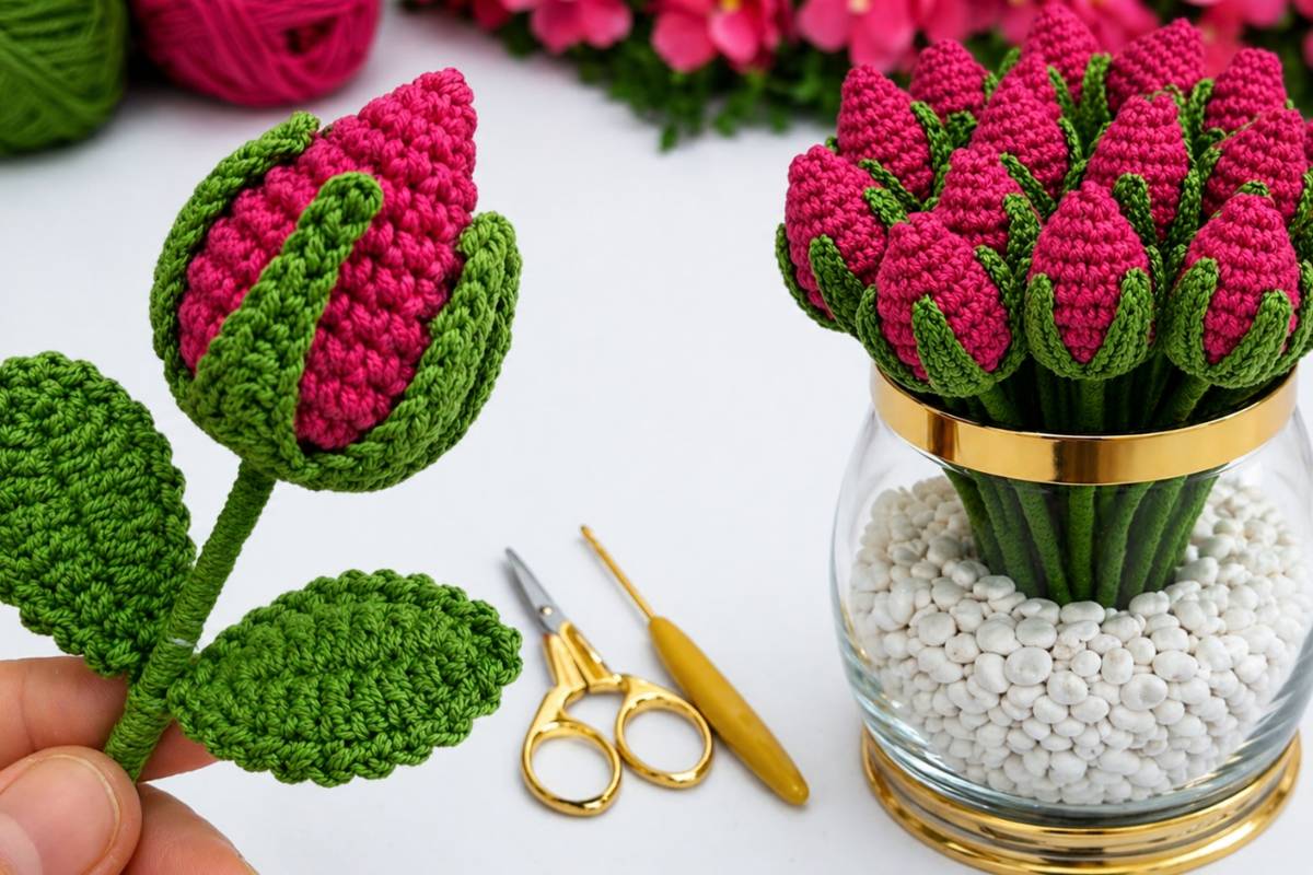 Realistic Crochet Rose Bud Tutorial