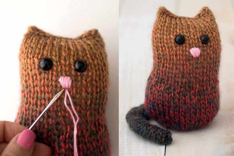 Make this Easy Flat Knit Plush Cat