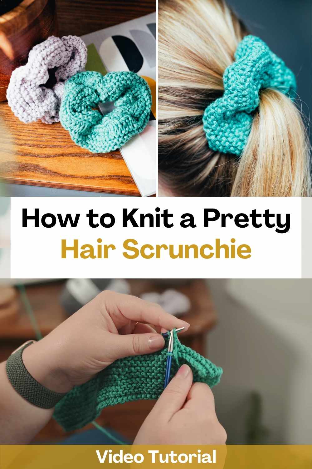 How to Knit a Pretty Hair Scrunchie