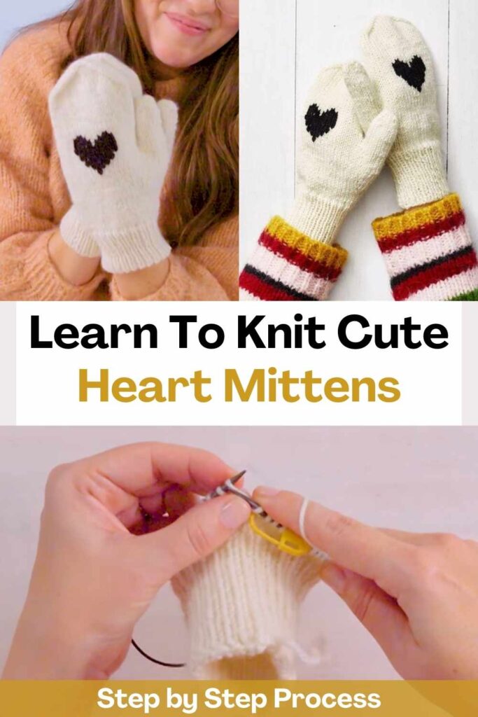 Learn To Knit Cute Heart Mittens