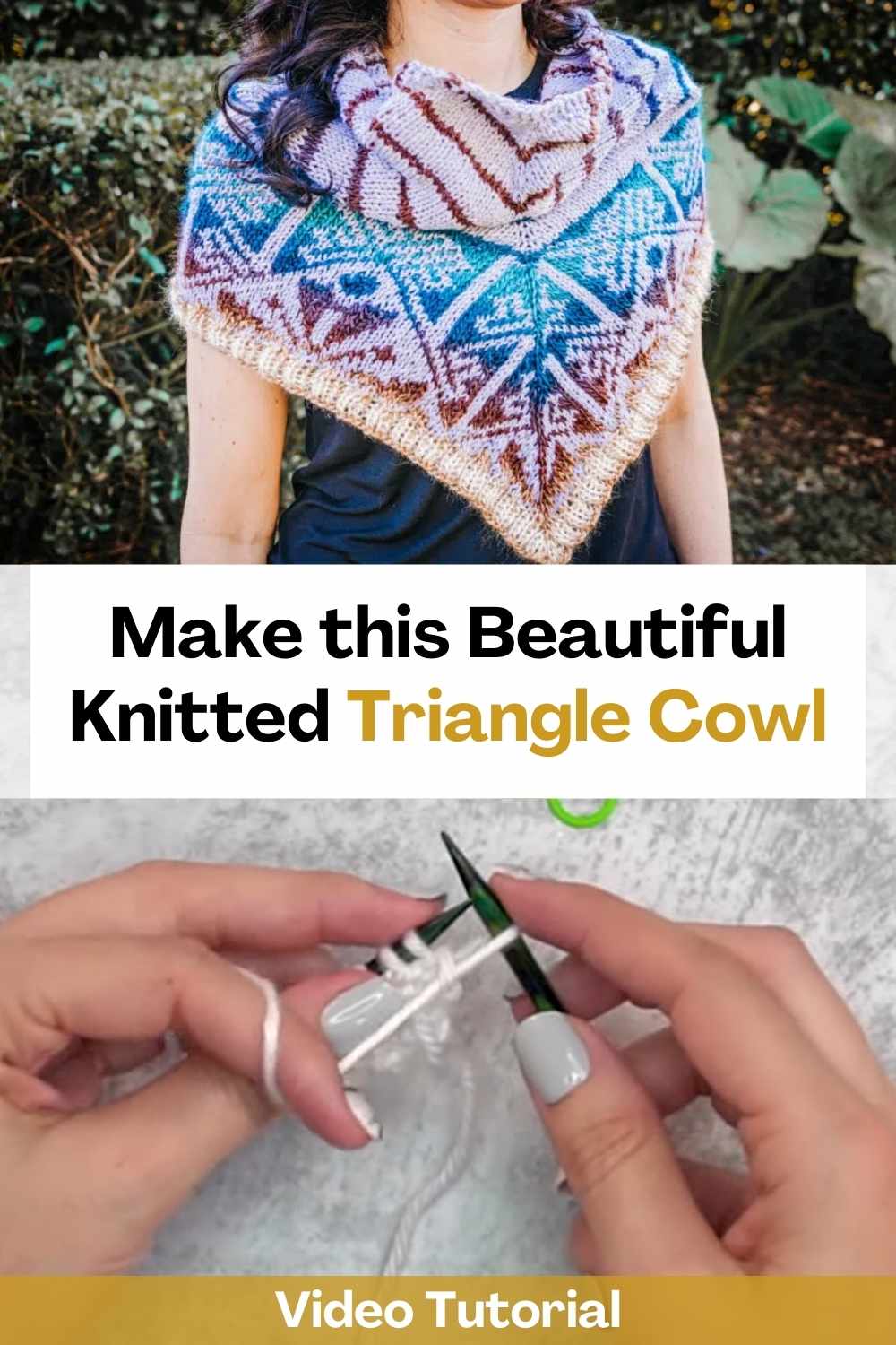 Make this Beautiful Knitted Triangle Cowl