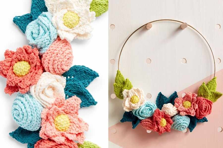 Super Pretty! How To Knit a Decorative Flower Wreath