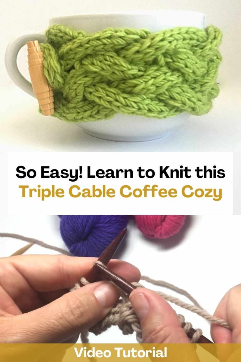 So Easy! Learn to Knit this Triple Cable Coffee Cozy
