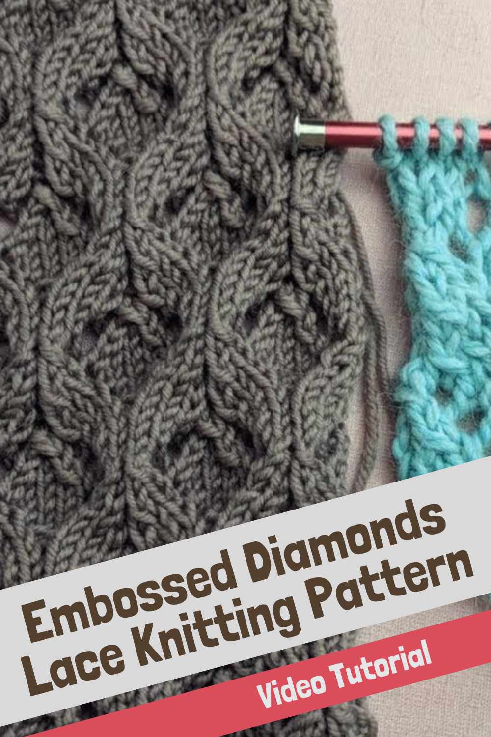 Embossed Diamonds Lace Knitting Pattern - VIDEO TUTORIAL