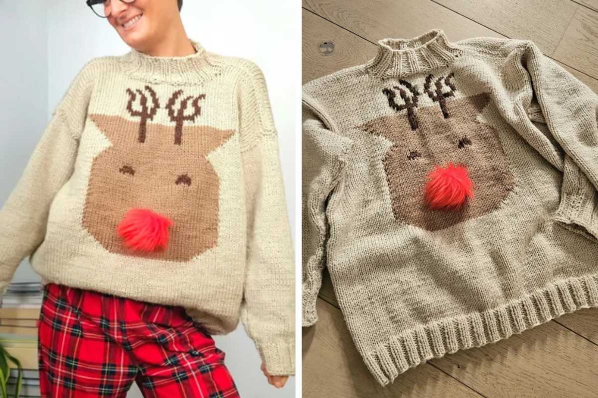 Cozy Rudolph Sweater: Free Christmas Jumper Knitting Tutorial